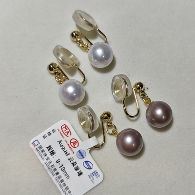 紫色珍珠耳环耳环淡水珍珠
