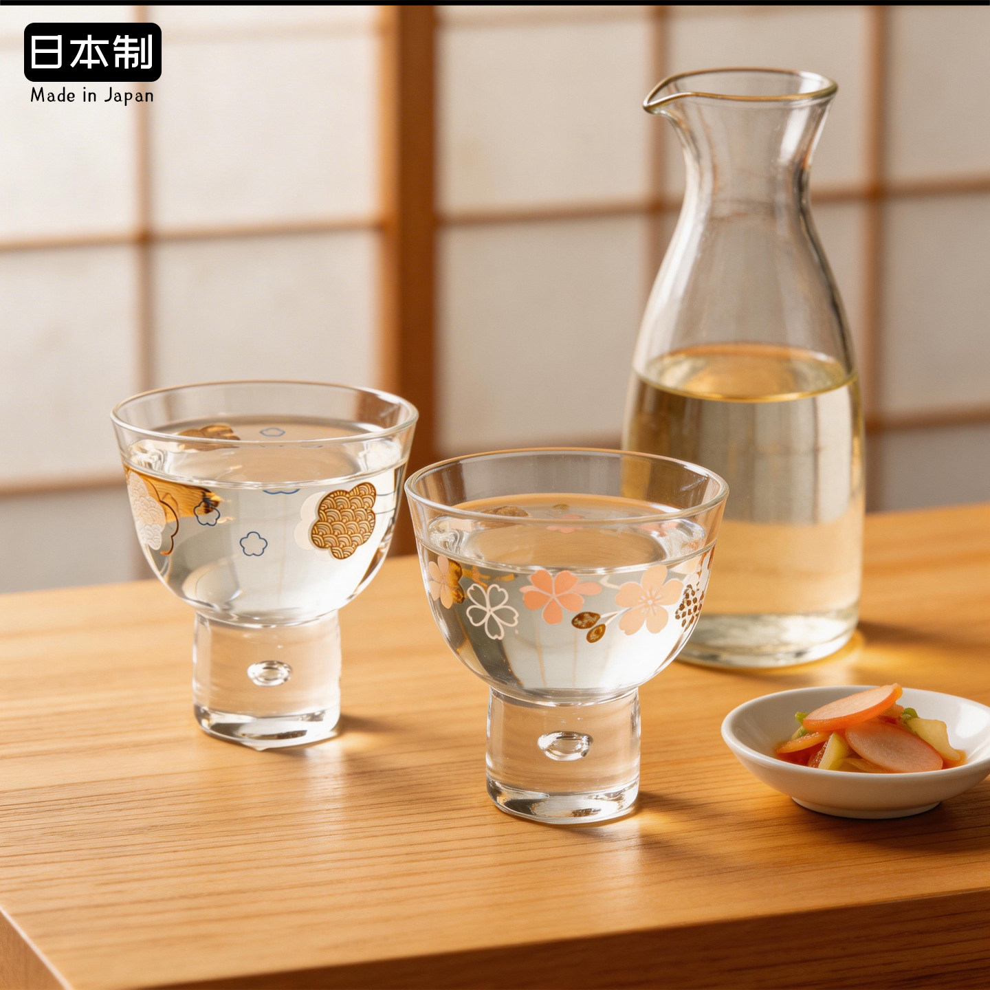 进口清酒杯日本东洋佐佐木小酒杯玻璃杯日式高脚白酒杯烈酒杯家用