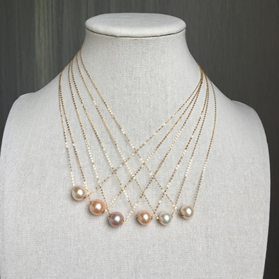 18k金路路通天然淡水珍珠锁骨链