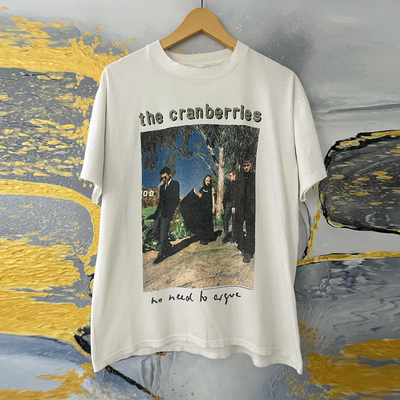 The Cranberries乐队慵懒风潮流落肩短袖T恤美式复古chic嘻哈潮牌