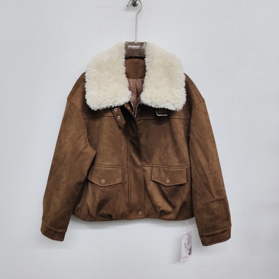 HLD19鹿皮绒白鸭绒毛领短羽绒服