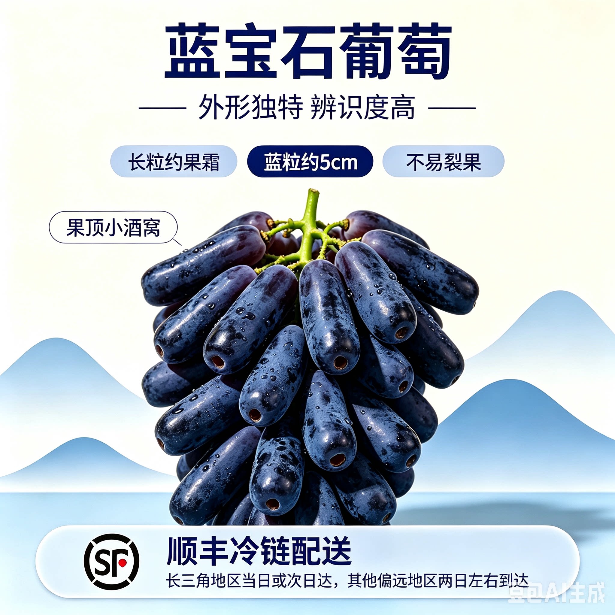 蓝宝石葡萄新鲜无籽24小时现摘速发顺丰冷链硬脆爆汁香甜当季鲜果