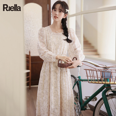 Puella法式文艺风碎花连衣裙