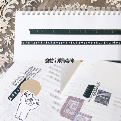 数字尺子盐系复古手帐胶带