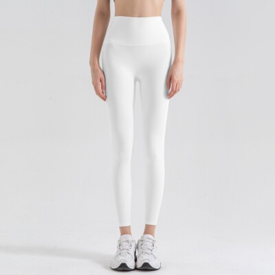 纯白色裸感瑜伽裤女无尴尬线提臀