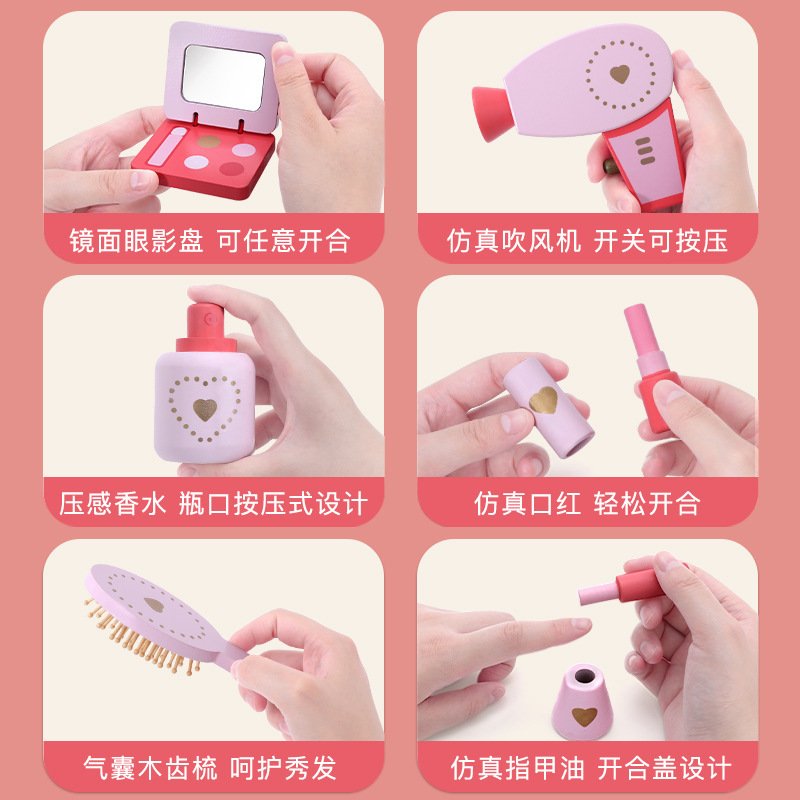 过家家玩具公主梳妆台儿童仿真女童宝宝小化妆台打扮木质套装C79