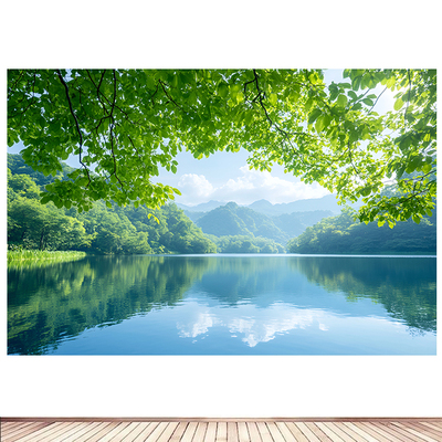 山水风景画青山绿水蓝天白云图自然风光客厅卧室办公室墙贴壁画
