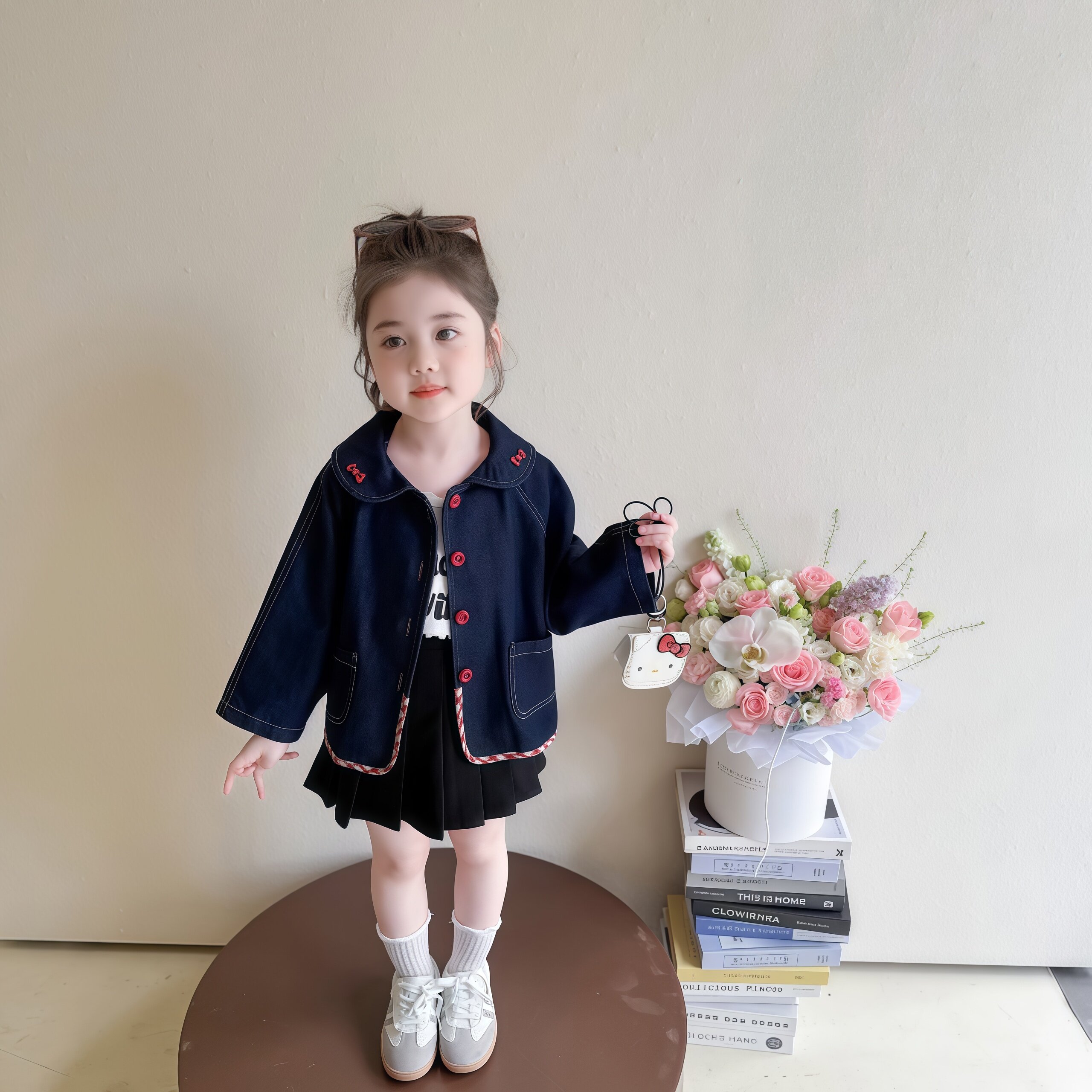 女童牛仔外套2026新款秋装翻领撞色中小童女宝宝韩版洋气夹克上衣