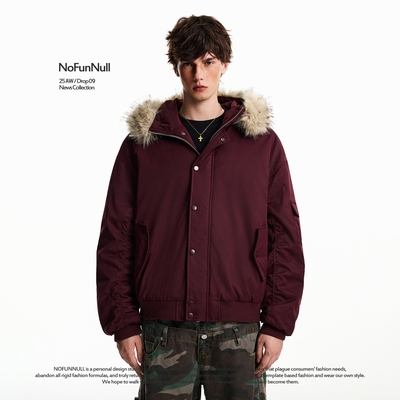 NOFUNNULL加厚短款派克服棉衣潮