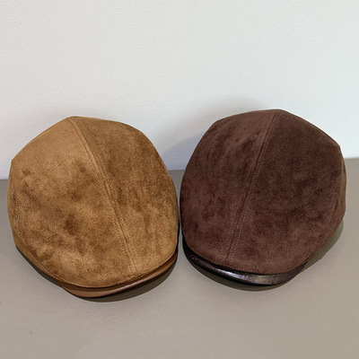 冬季秋季纯色简约麂皮绒帽子