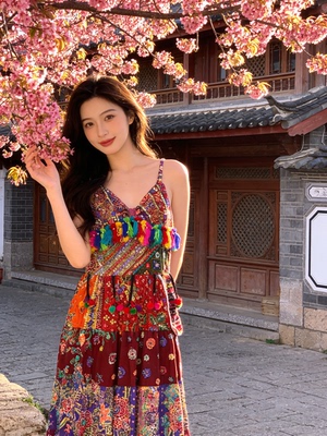 夏萨珑！摩洛哥印度埃及尼泊尔阿拉伯中东纯手工重工钉珠仙女长裙