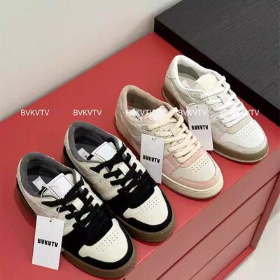 拼色平底系带休闲板鞋低帮女鞋