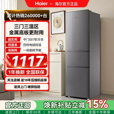 海尔小冰箱185/230L家用出租房用二人用节能一级能效双门三门正品