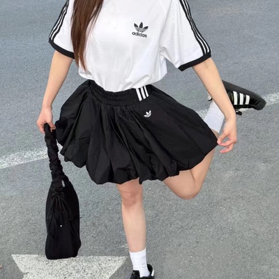 Adidas三叶草女子时尚芭蕾风蓬蓬短裙运动褶皱泡泡裙半身裙kd8122