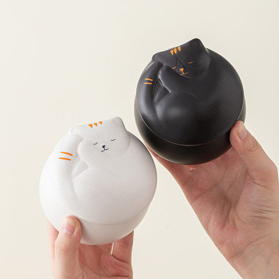 沉睡安详猫狗骨灰盒 毛发牙齿收藏纪念坛 创意可爱宠物火化殡葬罐