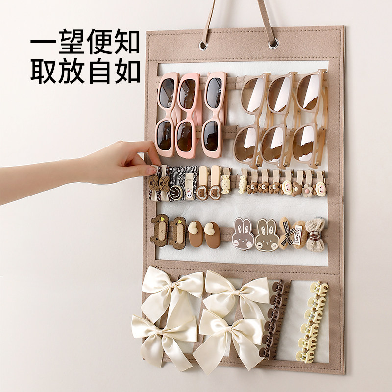 儿童发饰收纳挂墙神器头绳皮筋发箍发圈鲨鱼夹饰品首饰盒壁挂袋子