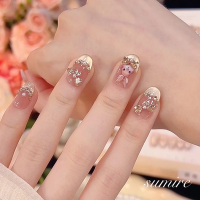 [金兔有礼]纯手工穿戴甲纯欲猫眼法式气质显白高级感百搭2025新品