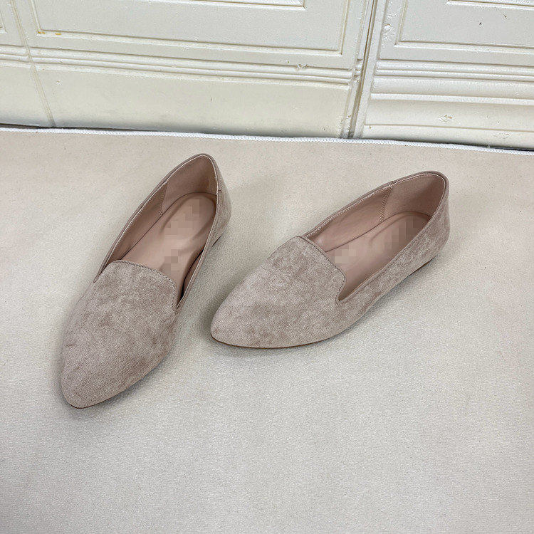 Lady Shoes外贸原单女鞋时尚百搭休闲尖头纯色平底一脚蹬浅口单鞋