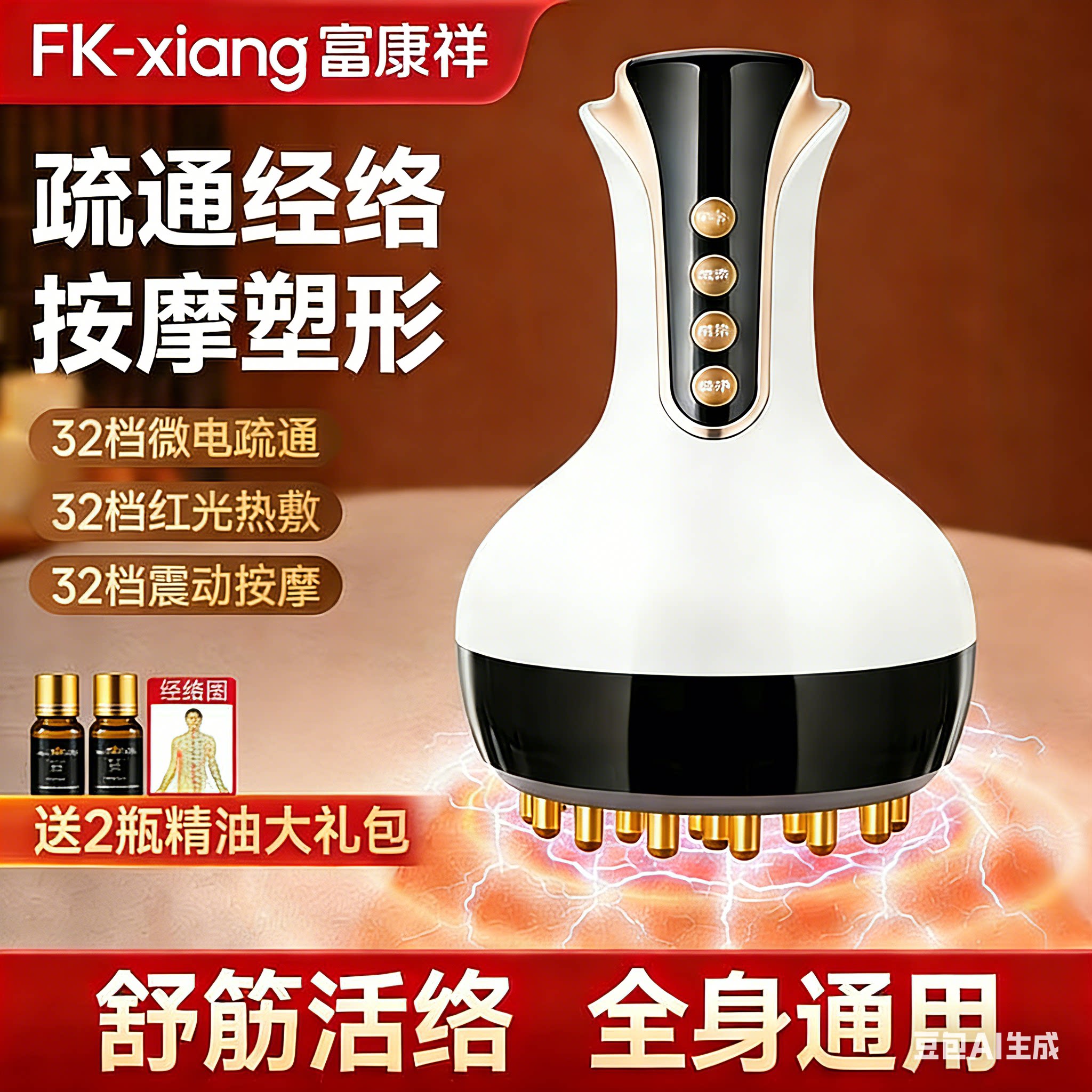 电动经络刷按摩全身通用肩颈疏通背部刮痧揉腹仪廋肚带脉疏通神器