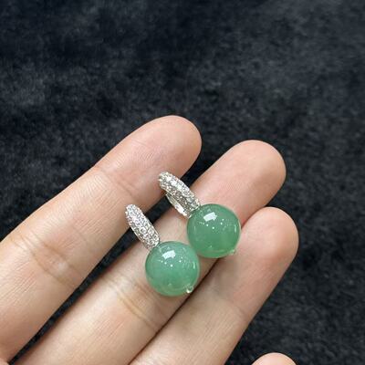 石英质玉925独龙玉耳圈，约11mm，多样性发货-BD千B2425