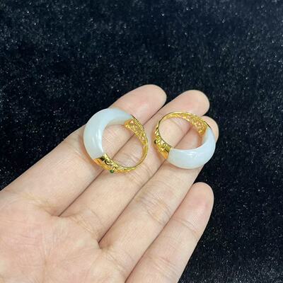 18K和田玉戒指-约9×5mm-多样性发货-DY一-A4454-15-16#