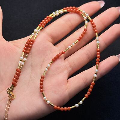 南红（玛瑙）DIY项链-约3mm-多样性发货-F展-A4844