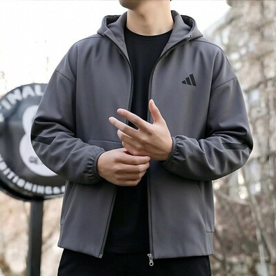 阿迪达斯男士防风连帽运动夹克
