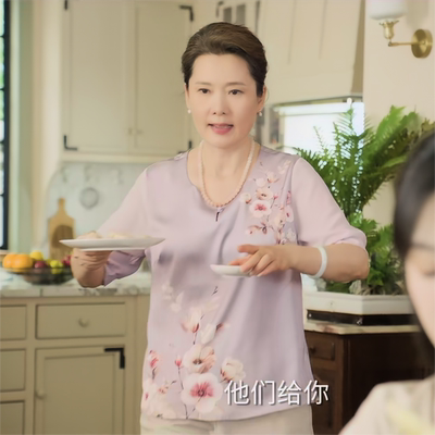 承欢记刘婉玉何赛飞同款中老年短袖t恤仿真丝半袖小衫妈妈夏上衣