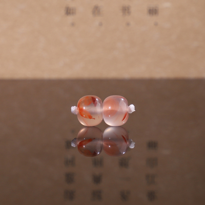 正品川料南红冰飘红圆珠8*6.3mm 284号冰飘红散珠单颗荔枝冻配饰
