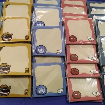 波兰球卡通五常便利贴中/美/英/法/俄/德三/苏