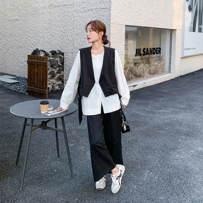 有货新品数据好高级感衬衫马甲阔腿裤三件套2C285-2862-P210-K298