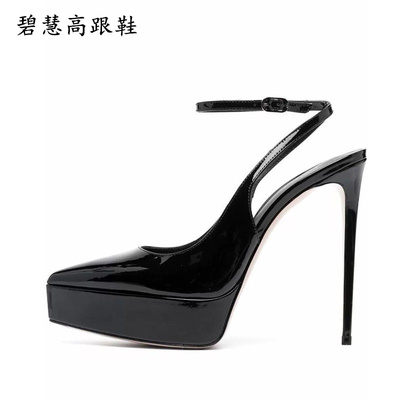 14CM超高跟尖头防水台高跟鞋女鞋