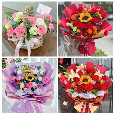 重庆市沙坪坝区虎溪西永联芳鲜花店同城配送康乃馨玫瑰教师节花束