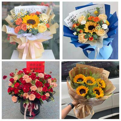 河南许昌市魏都区建安区鄢陵县同城鲜花店向日葵玫瑰混搭生日花束