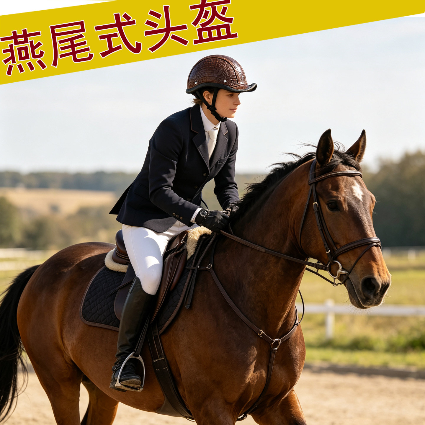 复古燕尾式马术头盔男女夏季初学骑马头盔安全透气防摔骑马装备