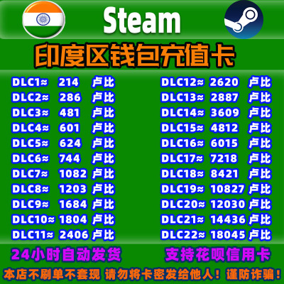 Steam印度区充值卡钱包充值码