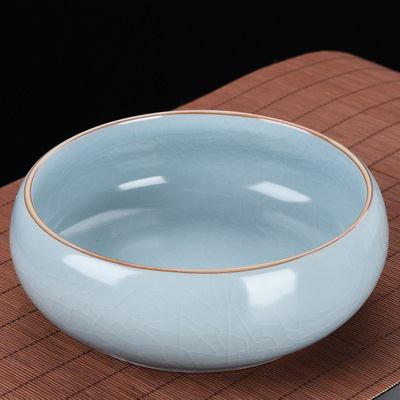 时尚汝窑陶瓷装饰烟灰缸大号 大气上档次家用客厅 可开片多功能缸