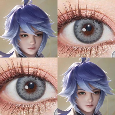 奕星原皮cos美瞳年抛王者荣耀黑斑虹膜克拉灰暹罗蓝混血显色佳we