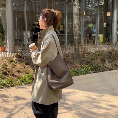 iamstudio 2870春款韩版极简风中长款风衣外套返场