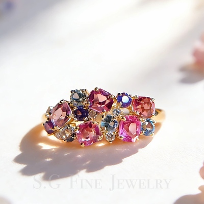 铄果珠宝莫奈花园18K镶钻戒指