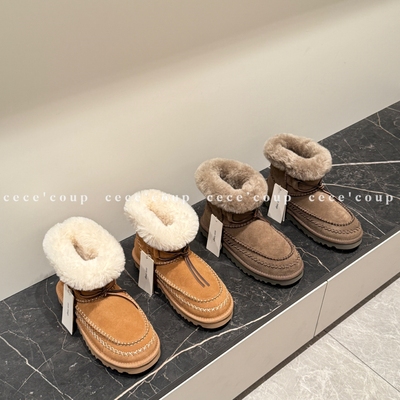 25FW羊毛一体雪地靴厚底毛毛鞋