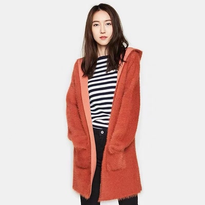 连帽宽松风中长款开衫外套