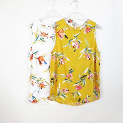 F21专柜正品度假风印花圆领无袖宽松衬衫女夏 282892