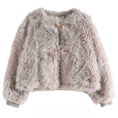 Mixblu麦斯兰专柜正品轻奢仿皮草圆领宽松厚外套女春秋冬BXA24001