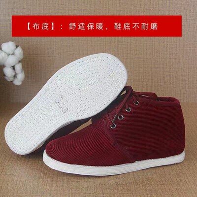 纯手工做的棉鞋女保暖加绒男湖南布鞋邵阳棉花灯芯绒农村老式怀旧