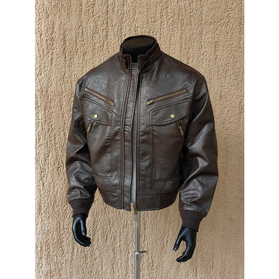 美式复古荔枝纹肌理设计感PU皮衣夹克男boxy多口袋廓形机车服外套