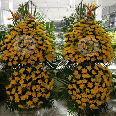 1.8米追悼会菊花花篮黄白菊殡葬刚去世灵堂哀思北京同城鲜花速递