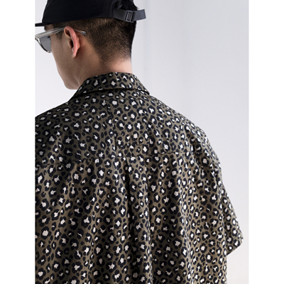 Gnomes lab 日产面料豹纹纯棉印花古巴领aloha夏威夷衬衫