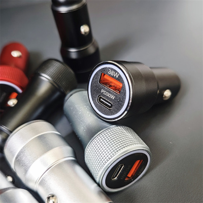 实足标45W功率车载点烟QC3.0快充PD手机充电器USB双口type出口货