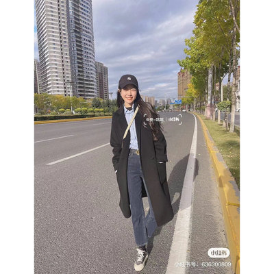 双面羊绒黑色西装领外套